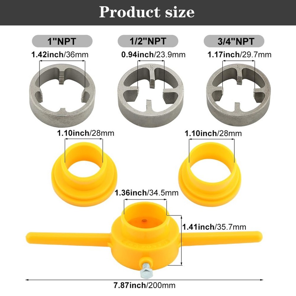 6Pcs PVC Thread Maker Tool Kit Pipe Round Die Set, Pipe Threader ...