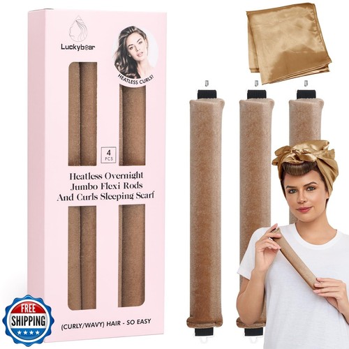 Heatless Curls Overnight Rods Jumbo Set, Heatless Hair Curler Velvet ...