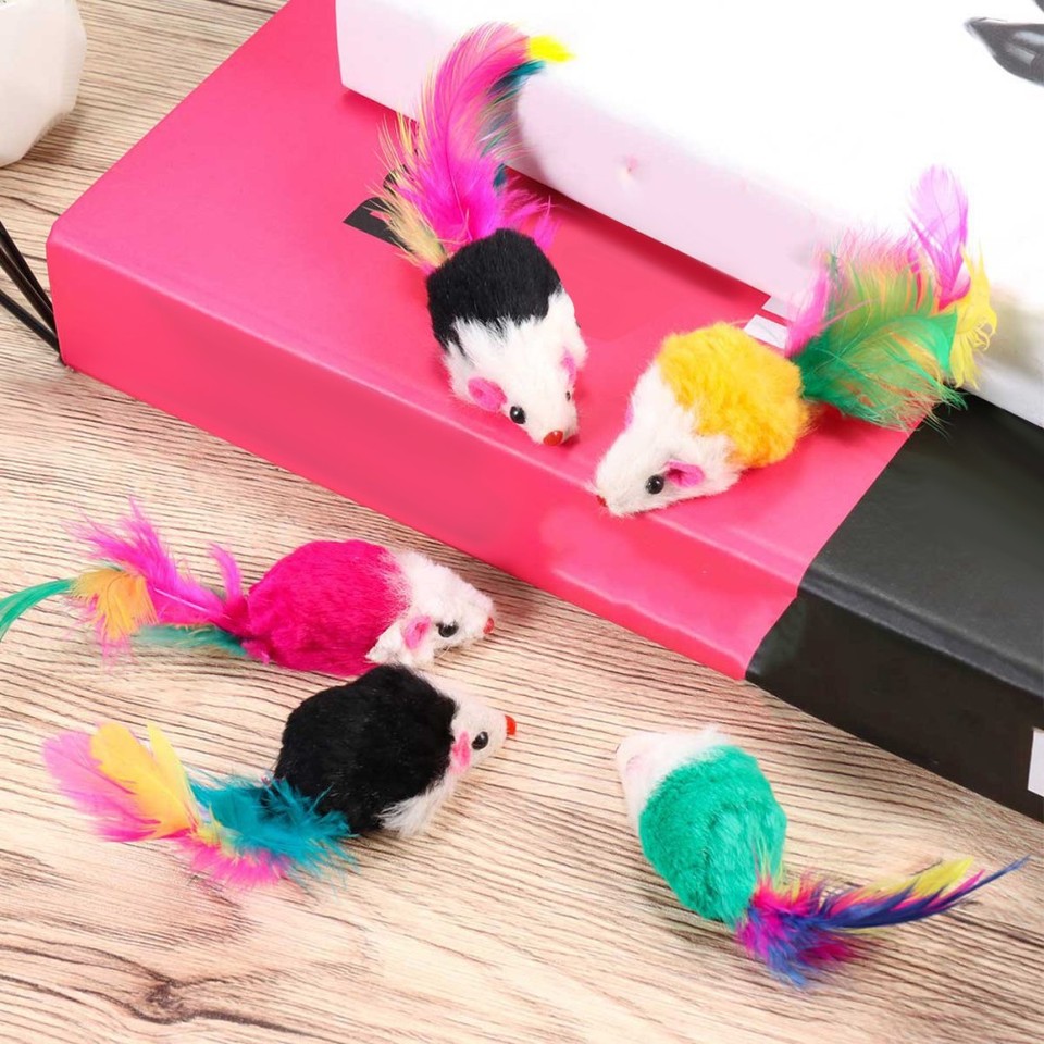 10PCS Play Mice Cat Toys Furry Pet Toys Mice Cat Toy Real Mice Cat Toys ...
