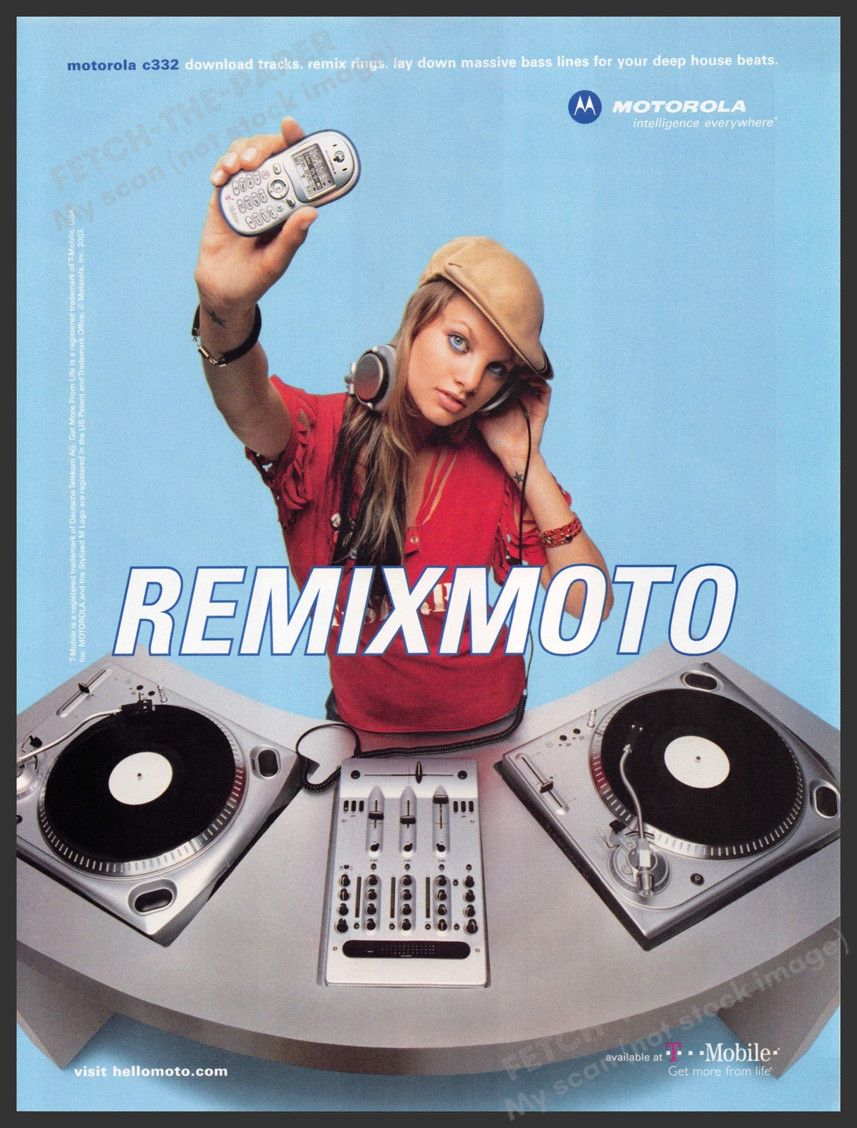 Motorola c332 Phone 2000s Print Advertisement 2003 Girl D.J. Turntable ...