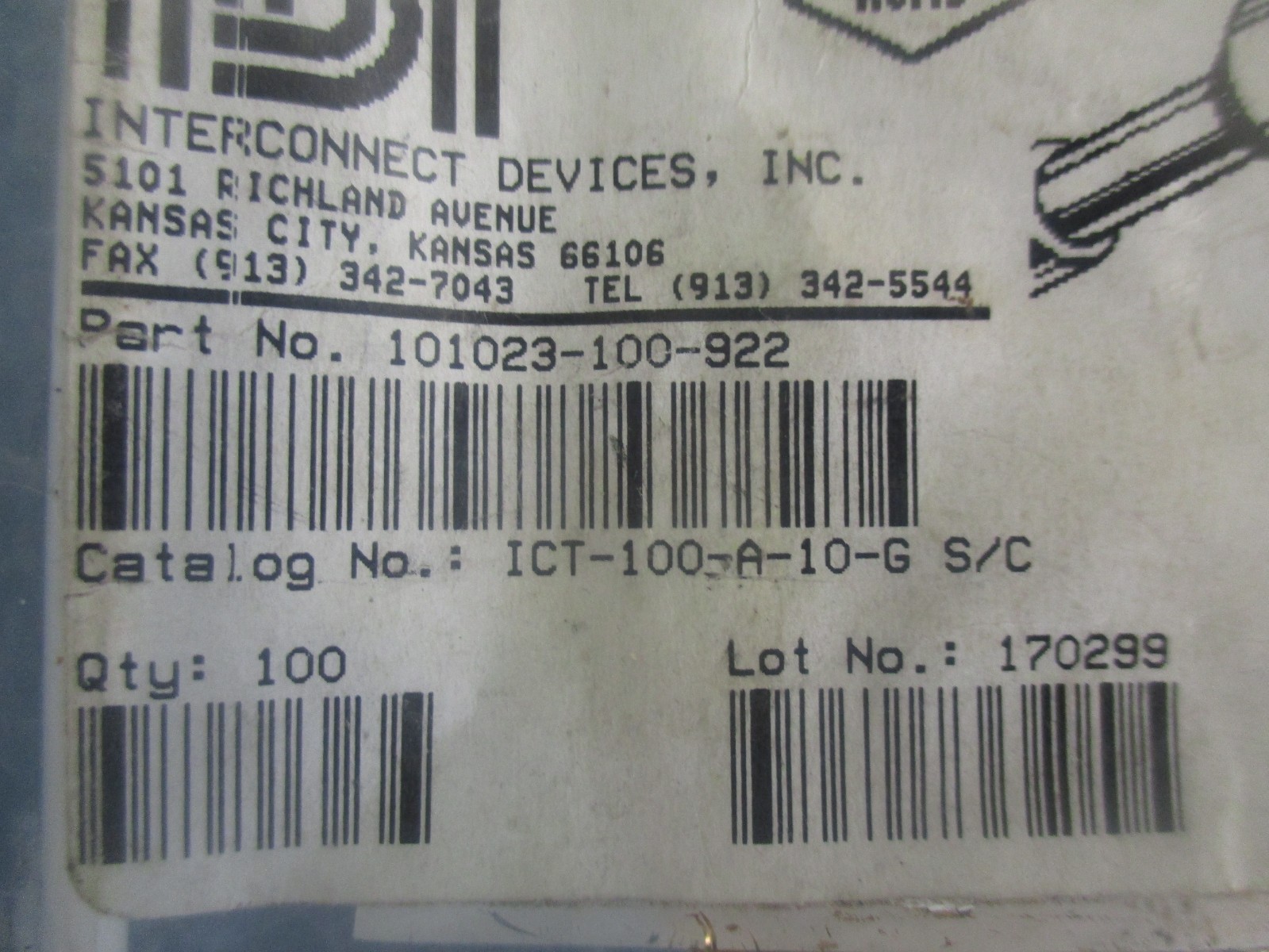 Lot of Interconnect Devices: ICT-100-A-10-G Pins. P/N: 101023-100-922 ...