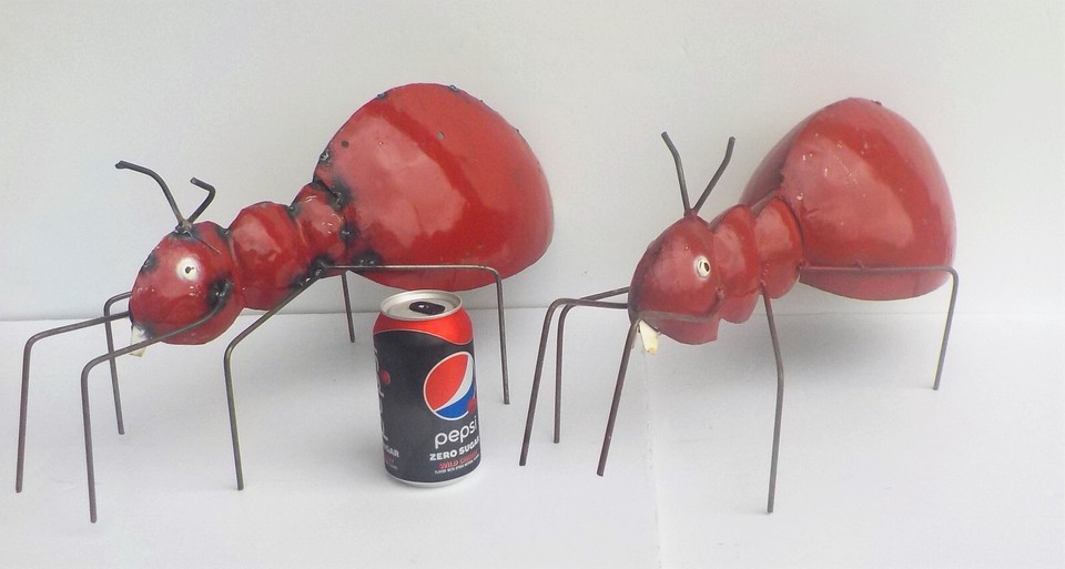 SET OF TWO (2) METAL ART RED ANT SCULPTURES 19" LONG ANIMAL FIGURE | eBay