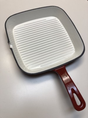 Field chef cast iron enameled reed grille pan 10" SQ Ribbed New In BOX ...