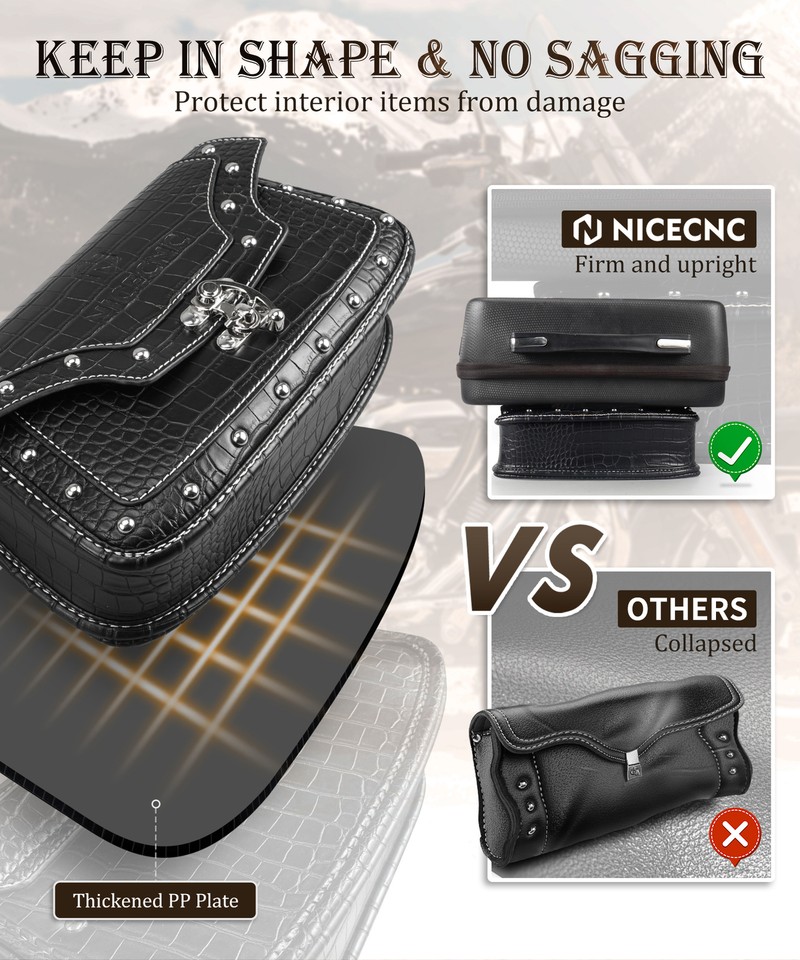 Motorcycle Windshield Bag Waterproof Studded Bag For Harley Road King ...