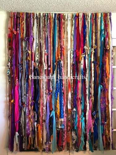 100 Strands, Bohemian gypsy rag Window Bohemian Valance Indian Backdrop curtains | eBay