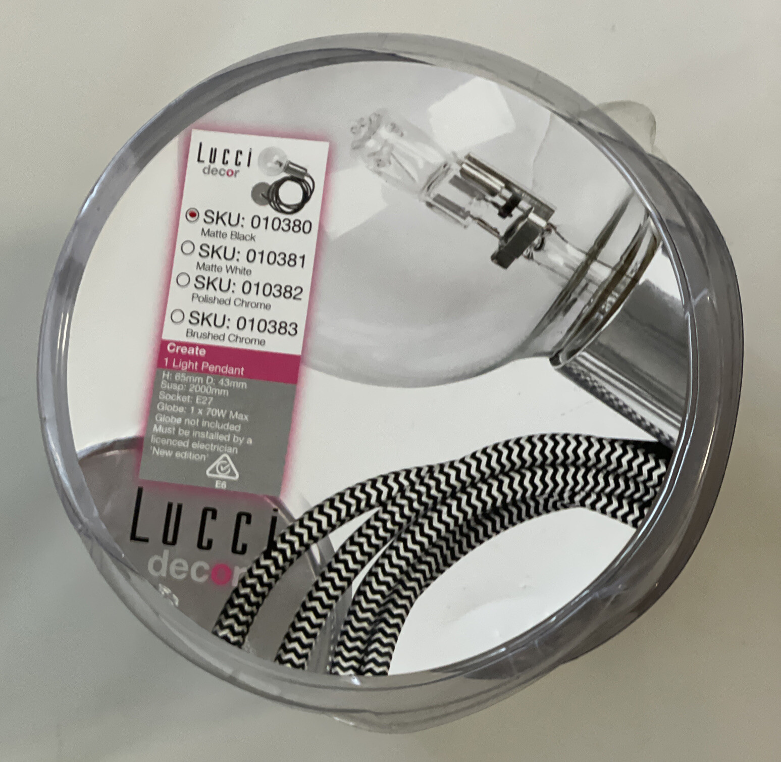 Lucci Decor, 1 Light Pendant, SKU: 010380, Matte Black | eBay