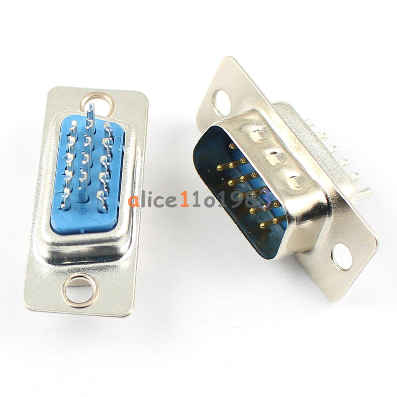 5PCS VGA Male Plug Socket DB15 15-Pin D-SUB 3 Rows Solder Type ...