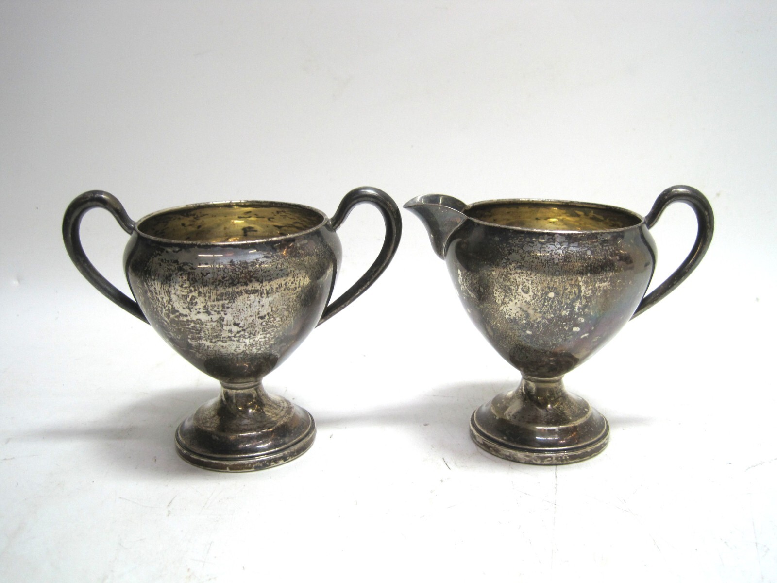 Fred Hirsch STERLING SILVER HOLLOW WARE Weighted Creamer Sugar Bowl 218 ...