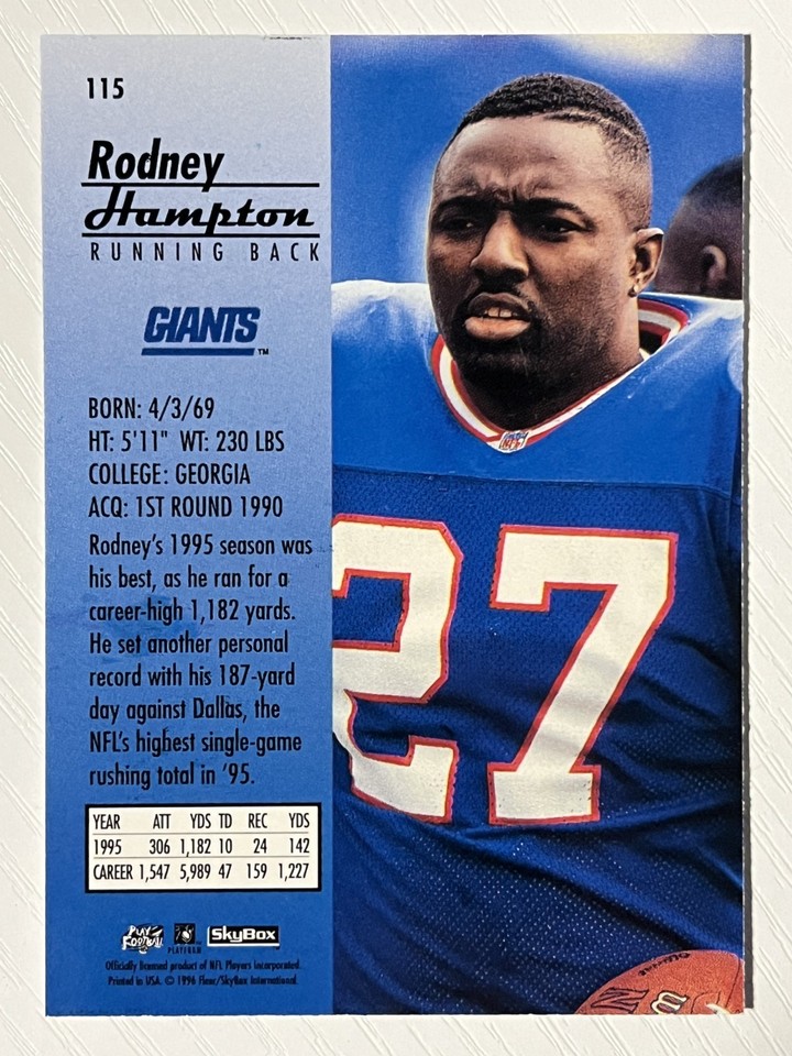 Rodney Hampton 1996 Skybox Ruby #115 New York Giants | eBay