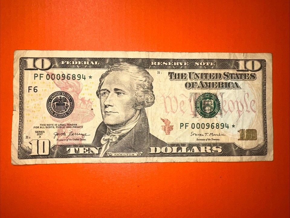🔥00096894🔥Low serial Number $10 Dollar Bill Star Note Fancy Serial ...