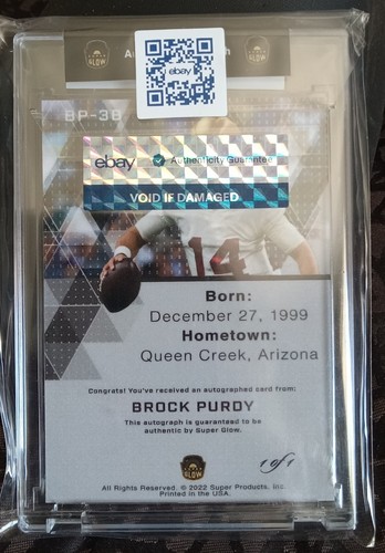 BROCK PURDY 2022 Super Glow Auto/ Red&Gold Lava 1/1 Authenticated And ...