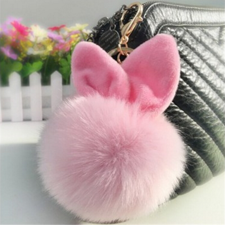 Rabbit Fur Ball/Rabbit Ear PomPom Cell Phone Car Pendant Handbag Key ...