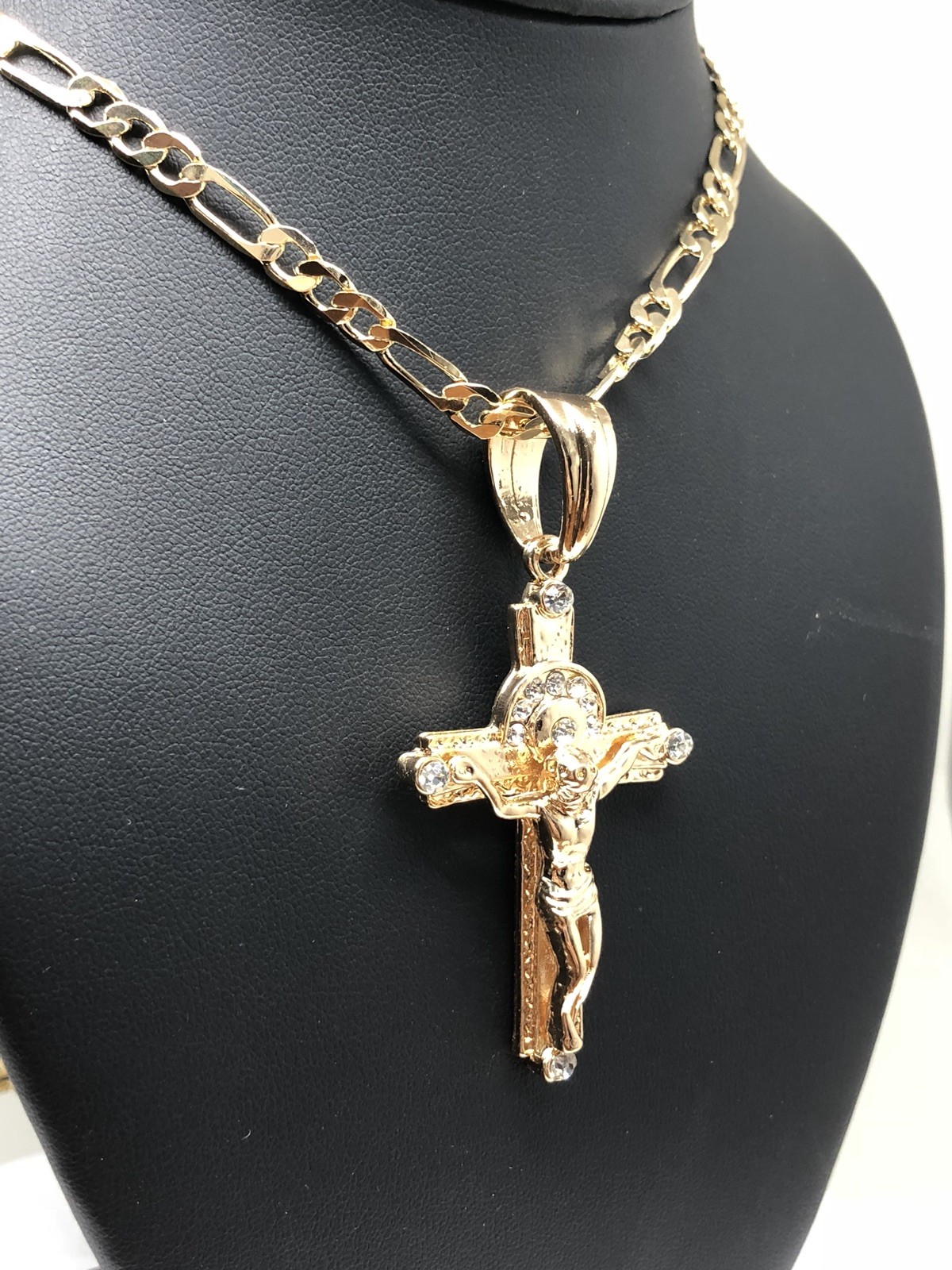 Gold Plated Jesus Cross Pendant Necklace Chain Jesus Cruz Crucifijo ...