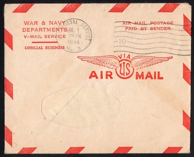 Scarce find WWII vmail Envelope War & Navy Dep Official Air Mail used ...