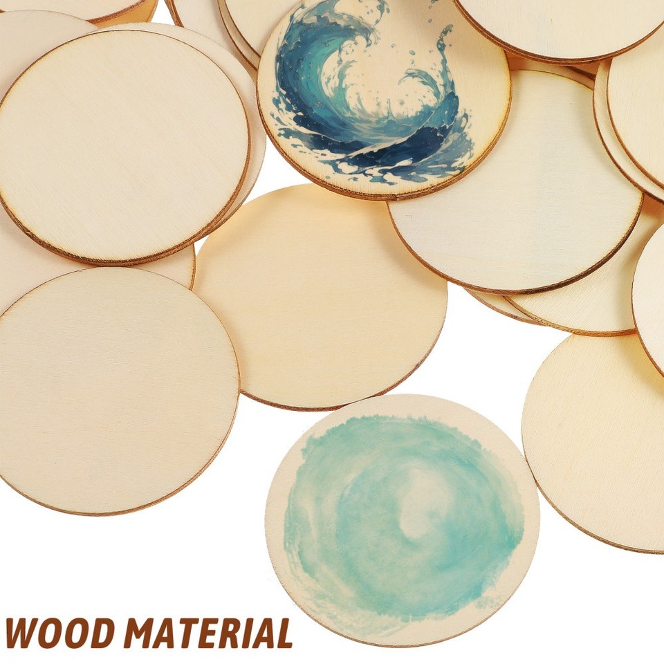 200 Pcs Arts and Crafts Wood Pieces Small Round Discs Blank Chip | eBay