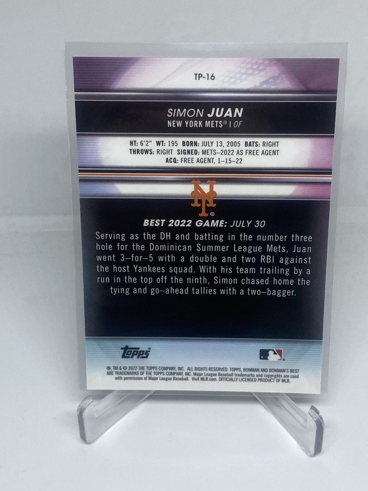 2022 Bowman's Best Simon Juan Top Prospect #TP-16 New York Mets | eBay