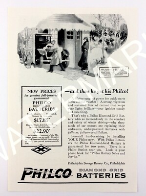 1924 Philco Diamond Grid Batteries Philadelphia PA Print Advertising ...