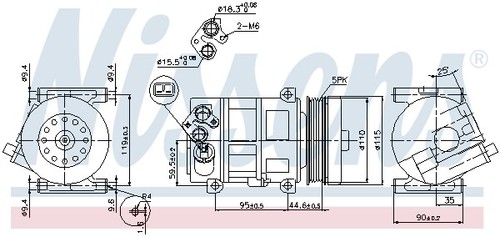89202 NISSENS COMPRESSOR, AIR CONDITIONING FOR ABARTH ALFA ROMEO ...