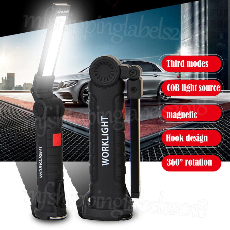 Rechargeable LED COB Work Light Magnetic Base Super Bright Flashlight ...