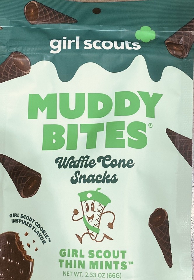 2x Muddy Bites GIRL SCOUT THIN MINTS Waffle Cone Snacks 2.33 oz bag - 2 ...
