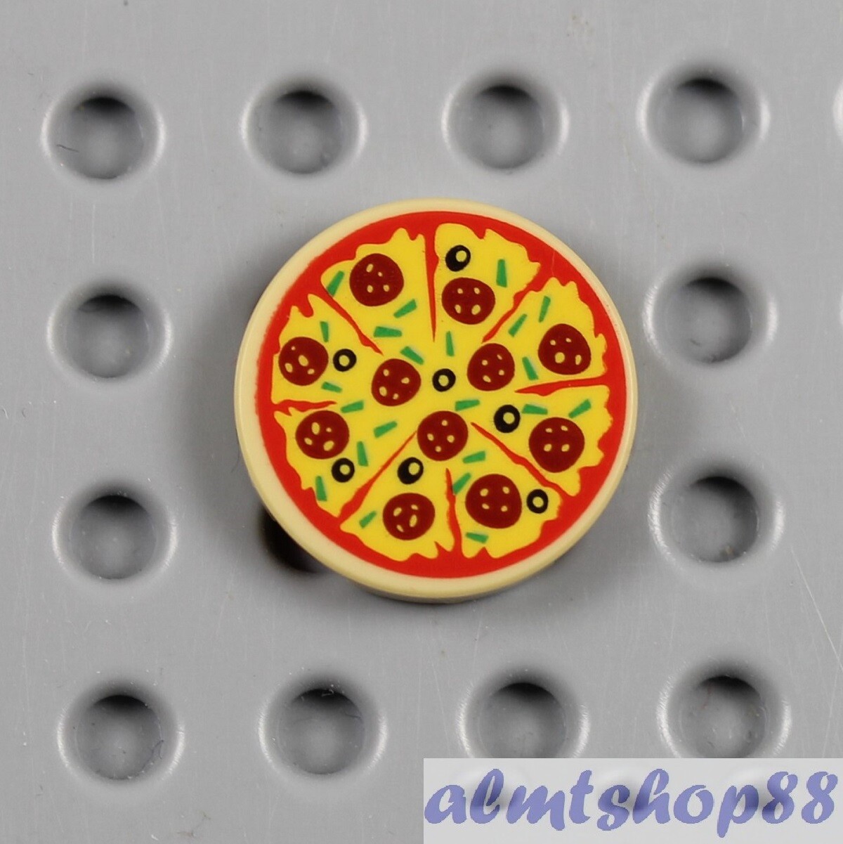 LEGO - Pepperoni Pizza Pie 2x2 Round Tile - Tan Food Minifigure Printed ...