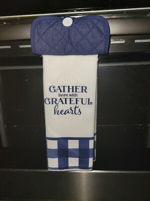 Hanging Kitchen Dish Towel w/ Pot Holder Top - Gather Here With ...