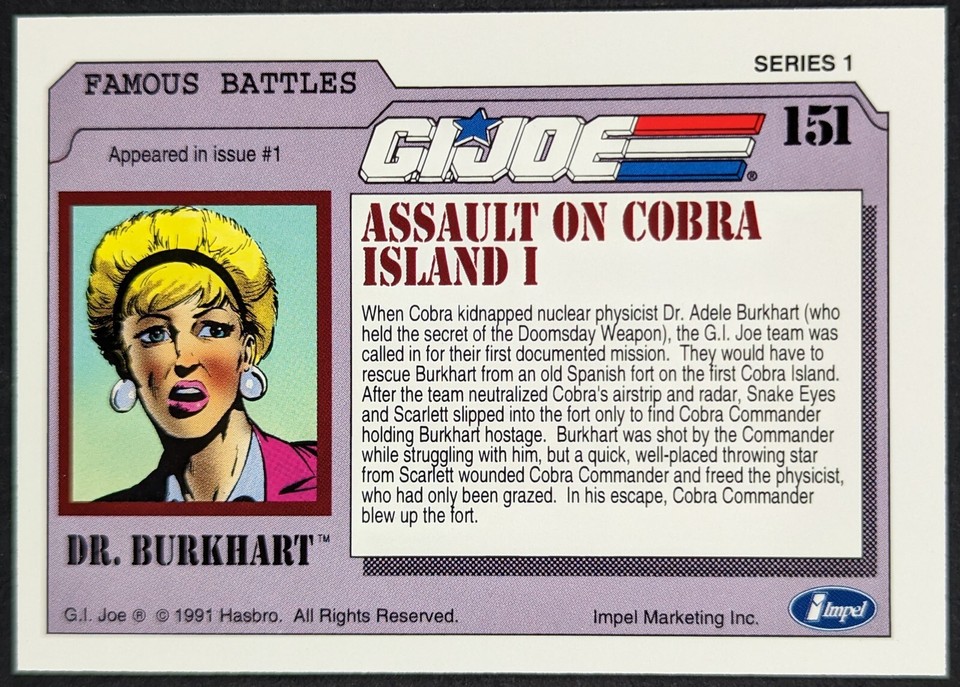 Dr. Burkhart 1991 Famous Battles GI Joe Impel Card #151 (NM) | eBay