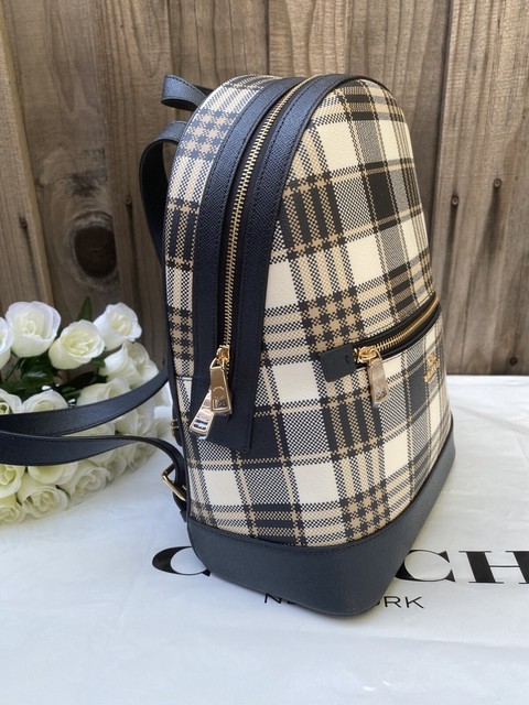 Coach Garden Plaid Kenley Backpack Midnight Chalk Multi C8588 Medium ...