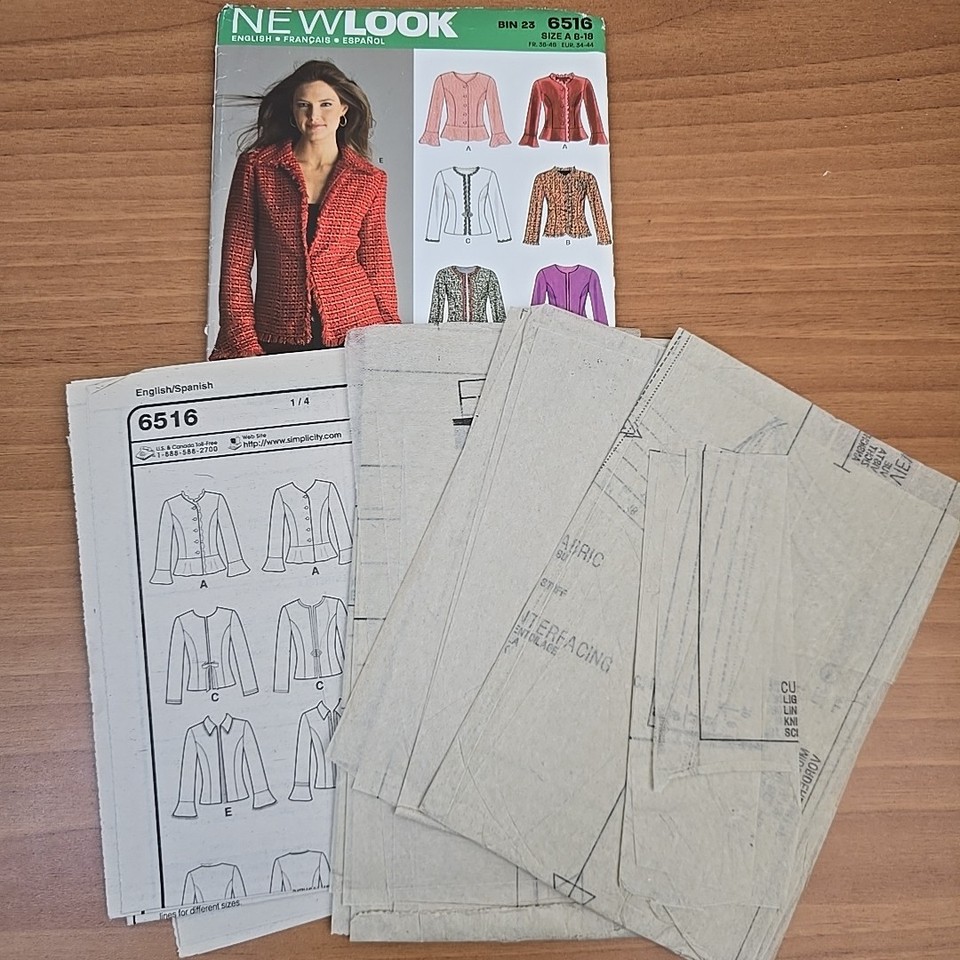 New Look 6516 Misses "Chanel-Style" Jacket Sewing Pattern Cut Complete ...