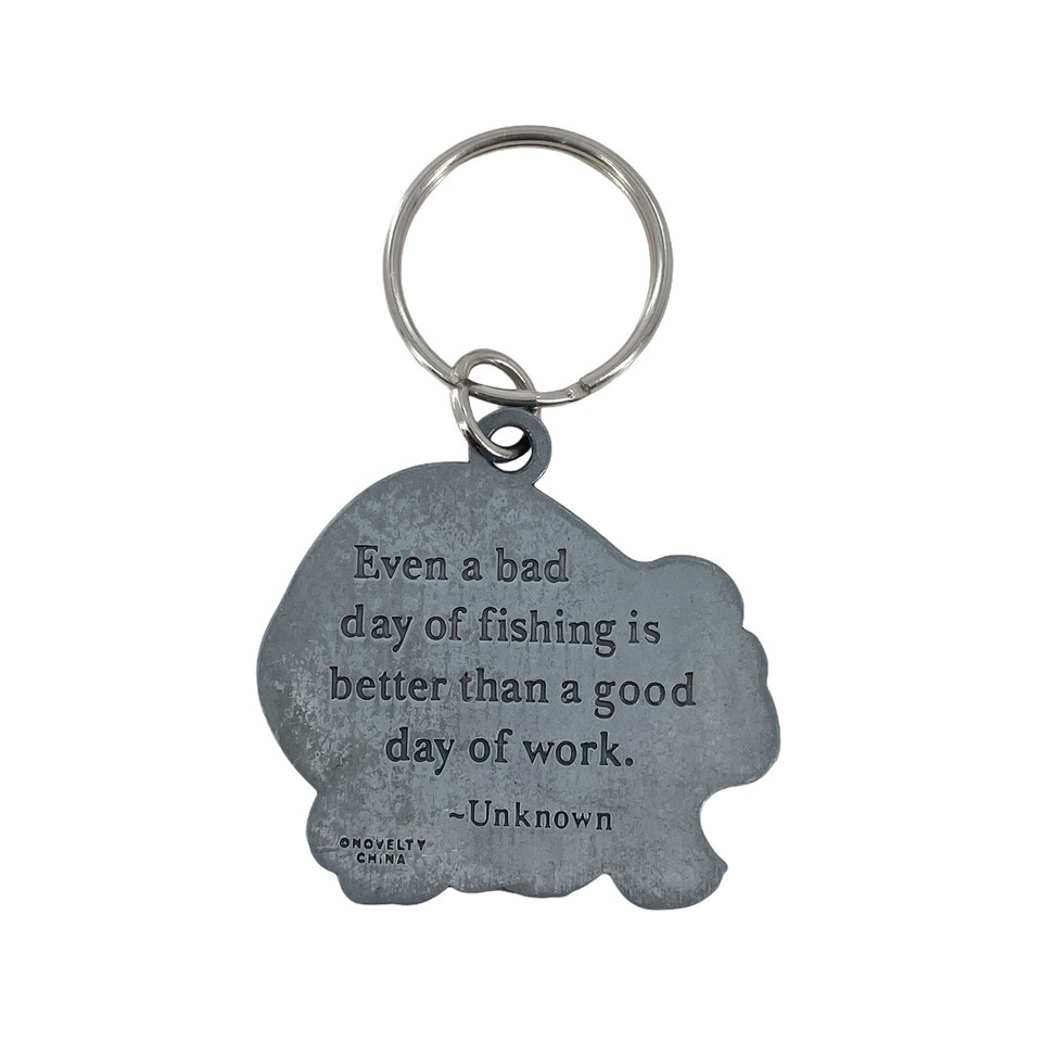 Pewter Key Ring Big Mouth Bass Fishing Phrase Etched on Back | eBay