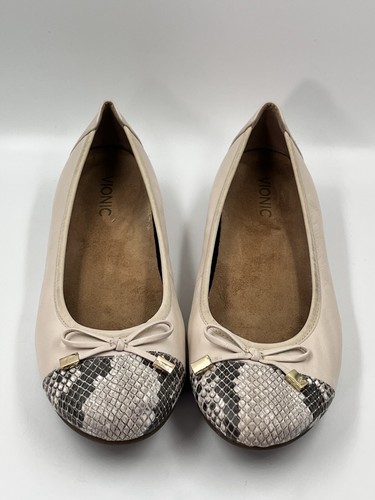 Vionic Minna Flats Natural + Snake Orthopedic Ballet Flats Size 9.5 M ...