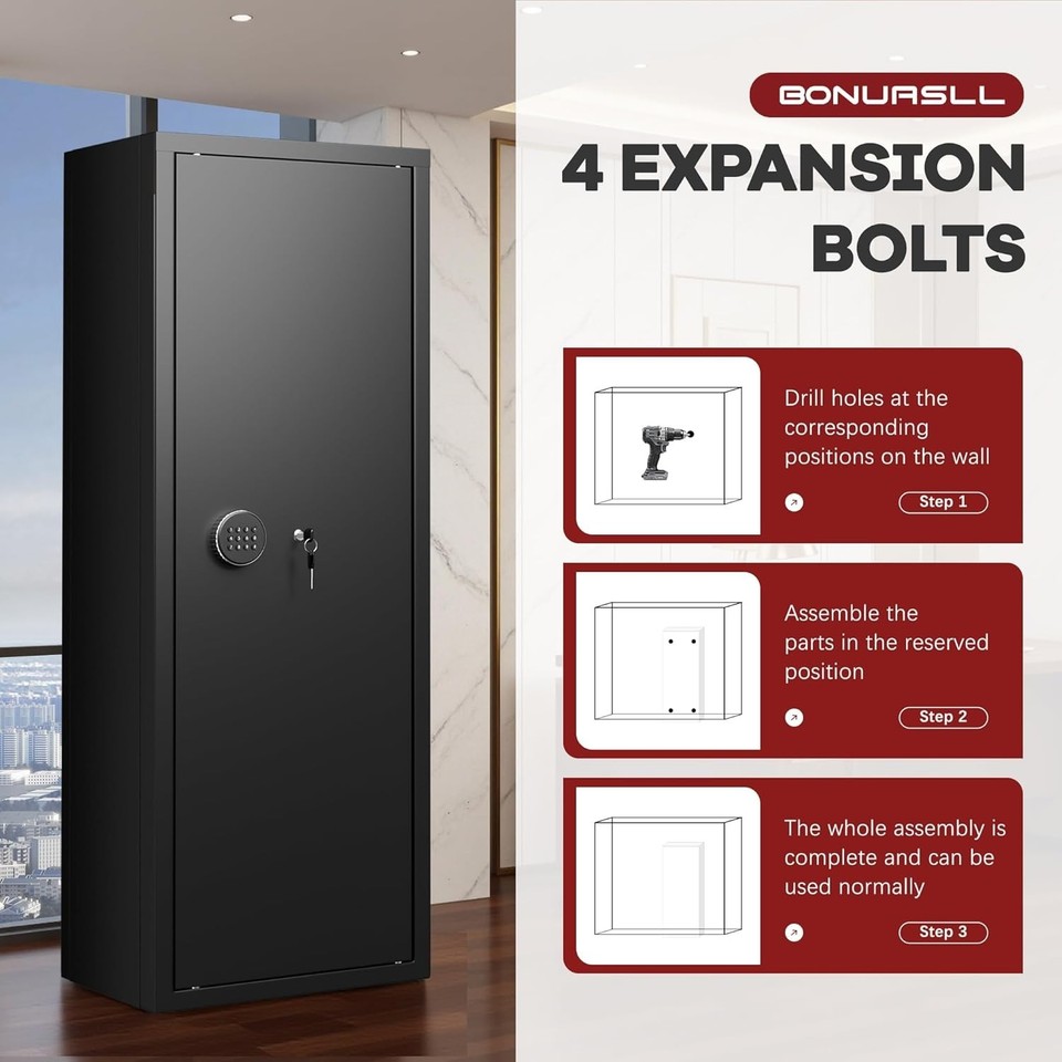 12–15 Gun Fireproof Security Safe for Rifles with Digital Lock ...