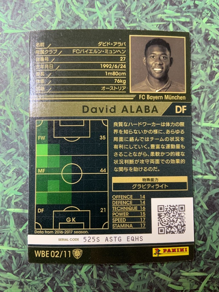 Panini WCCF 2016-17 David Alaba FC Bayern Munchen Refractor Soccer card ...