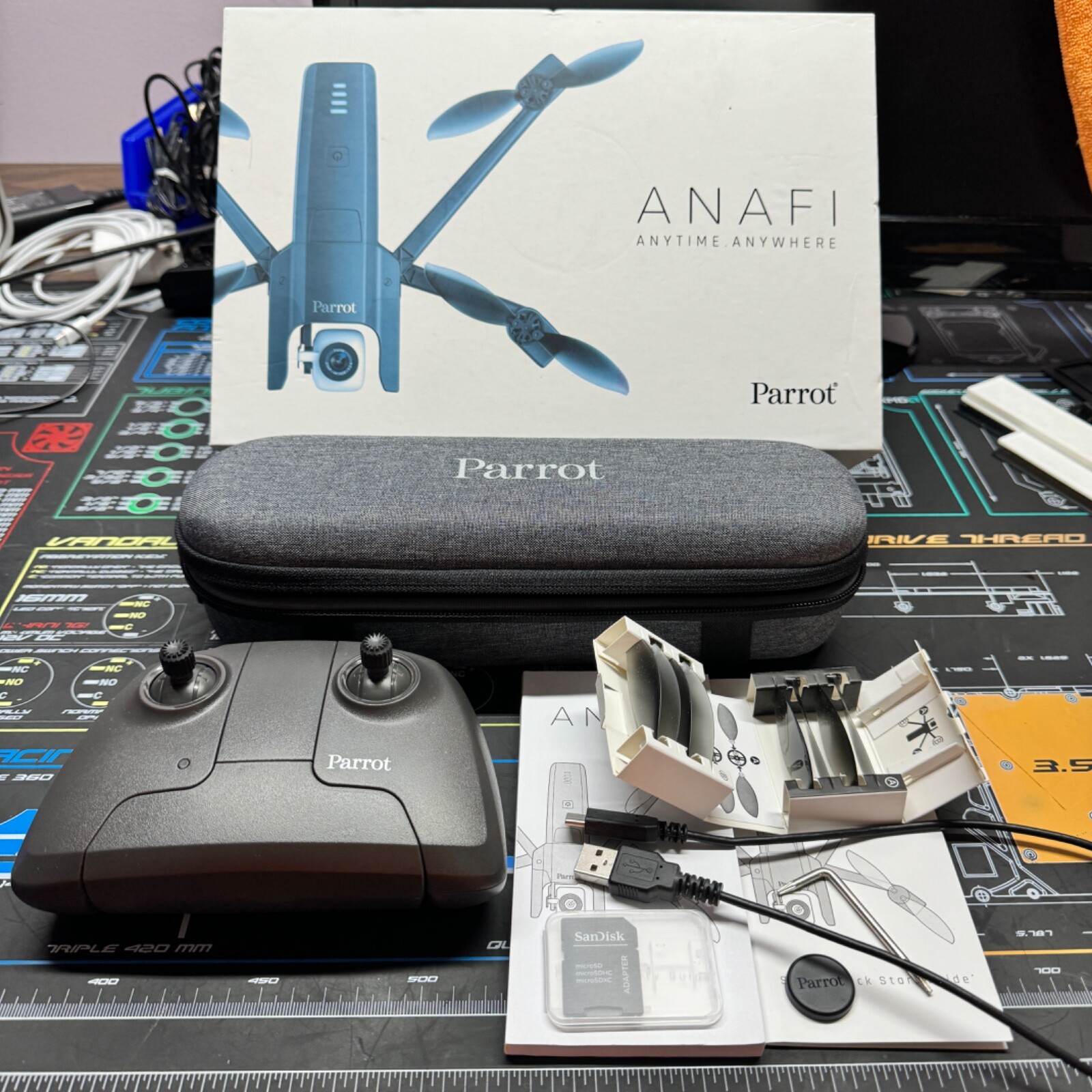Parrot ANAFI MPP3 box, controller, case, replacement blades, cable ...