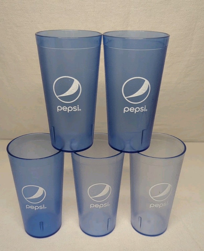 New (5) Pepsi Cola Restaurant Blue Plastic Tumblers Cups 20oz | eBay