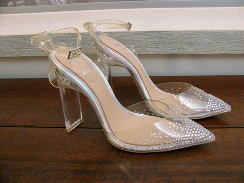 DISNEY X ALDO HIGH HEEL SHOE GLASS SLIPPER CINDERELLA CLEAR POINT TOE ...