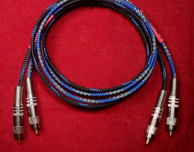 RCA silver wire audio interconnect by Basic Audio Blue Black 1 foot ...
