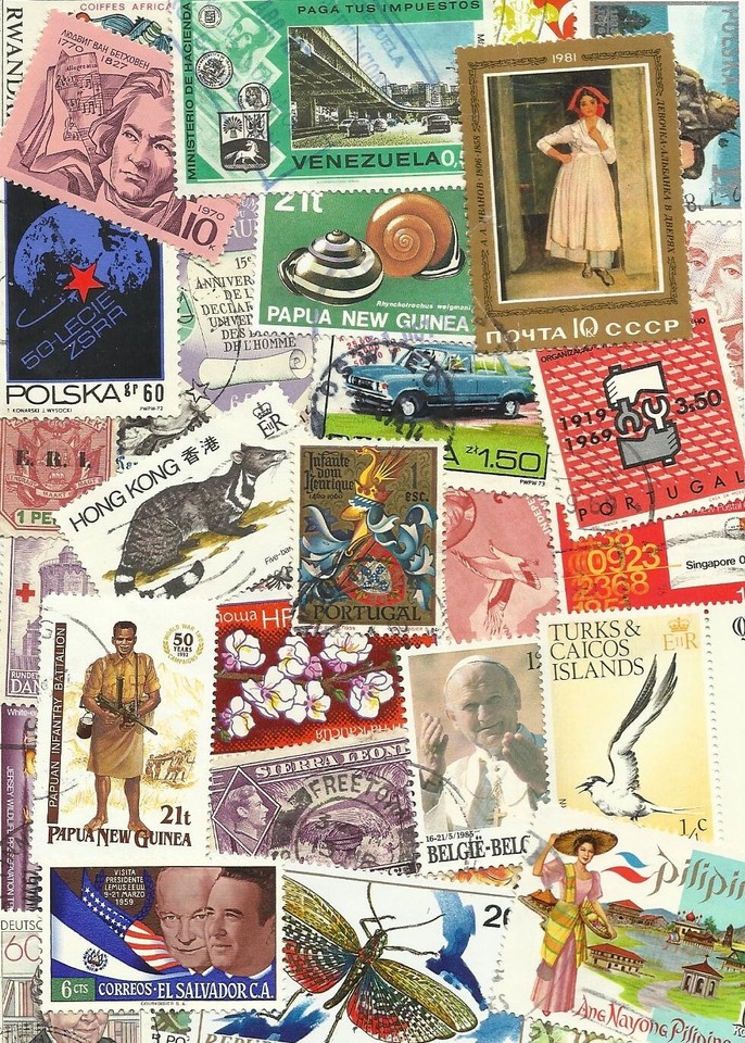 150 Worldwide Stamps Lot Mixture All Different Large Medium and Small ...