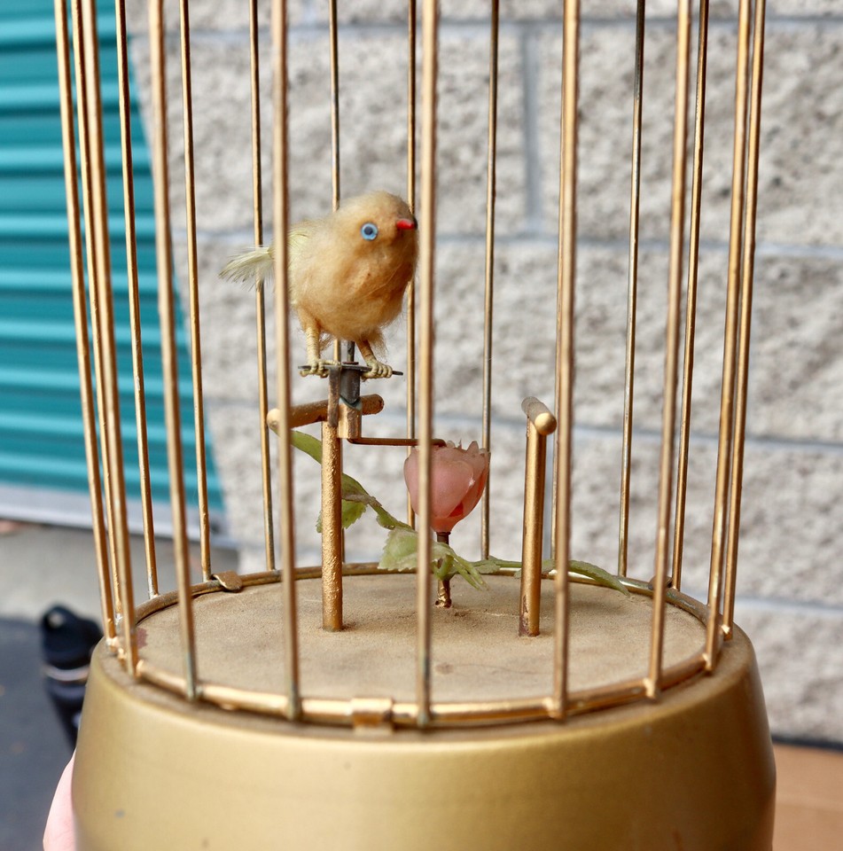 Vintage Bird Cage Music Box Automaton Automated Moving Bird Antique | eBay