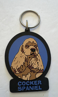 Cocker Spaniel Keychain Etched rubber Vintage 90's SWIBCO Dog keyring ...