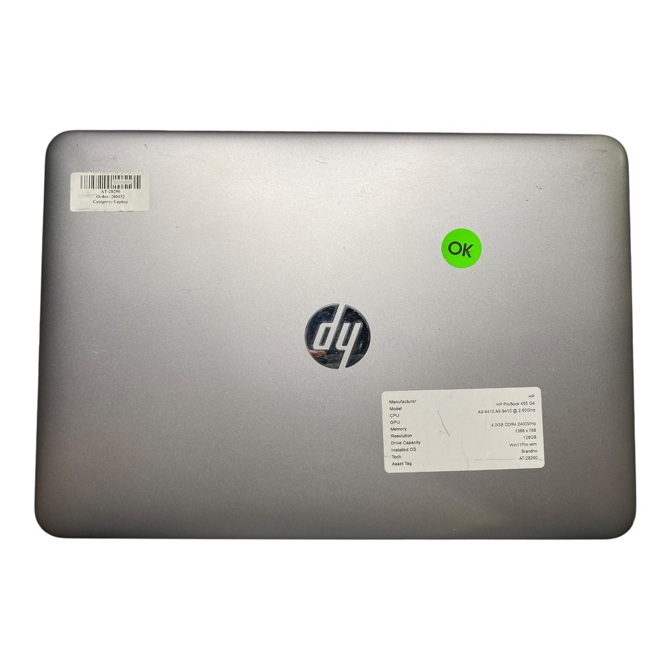 HP ProBook 455 G3 A9-9410P 2.90GHz 4GB RAM 128GB SSD WIN11 Pro Laptops ...
