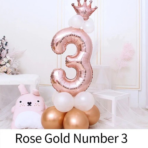 Number 3 Crown Foil Balloon Birthday Wedding Decoration Party Supplies ...