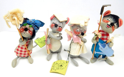 5C Annalee Dolls MICE 4 Different Graduates Janitor Gardener 1965-1971 ...