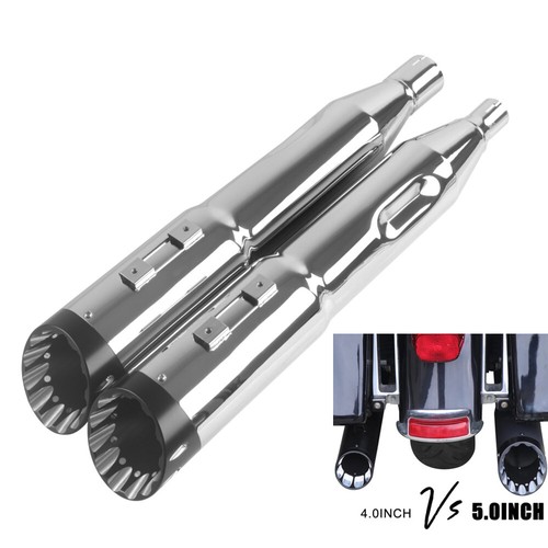 5.0'' Chrome Slip on Mufflers for Harley Touring 17-Up Exhaust,Ultra ...