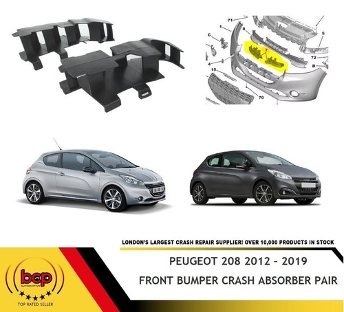 PEUGEOT 208 FRONT BUMPER 2012 - 2019 FRONT BUMPER CRASH ABSORBER PAIR ...