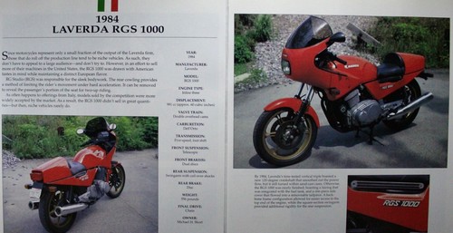 Laverda RGS 1000 Motorcycle Bike Picture Article Out of Print Wall Art ...