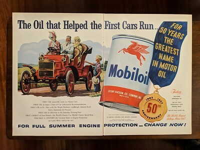 1953 Mobil Oil 50th Anniversary Print Ad, Vintage Vehicle Pictured ...