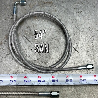 54" Stainless Steel Braided Hydraulic Line (-3AN 90 Degree to -3AN ...