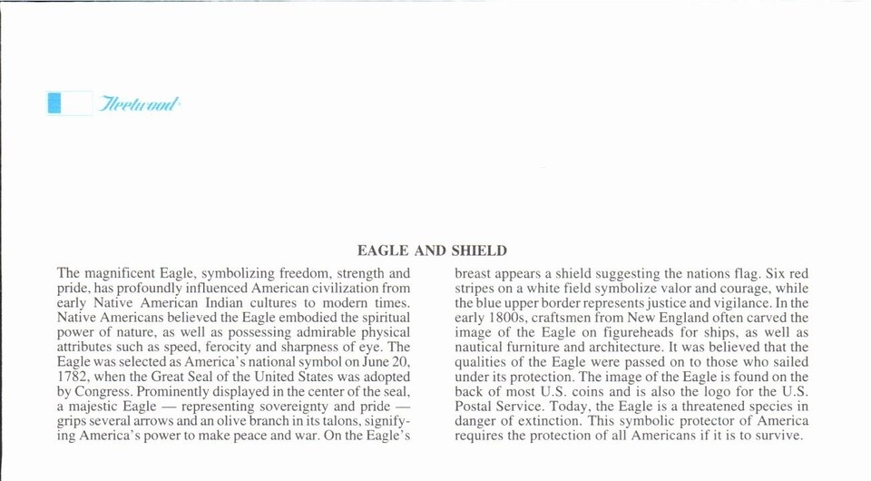 FLEETWOOD - EAGLE AND SHIELD MAY 21 1996 WASHINGTON DC FIRST DAY COVER ...