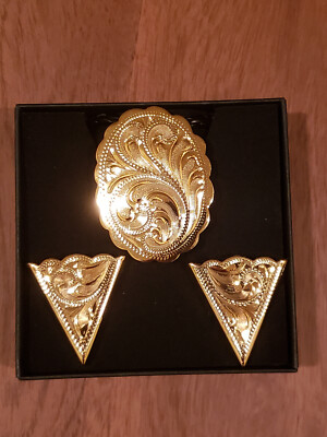 NWT Gold bolo tie AND COLLAR TIPS Cowboy Western Boxed | eBay